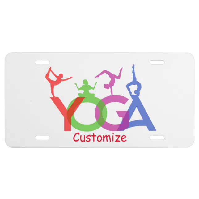 Yoga Poses Silhouettes Thunder_Cove License Plate | Zazzle