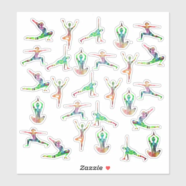 Yoga Poses Sticker | Zazzle