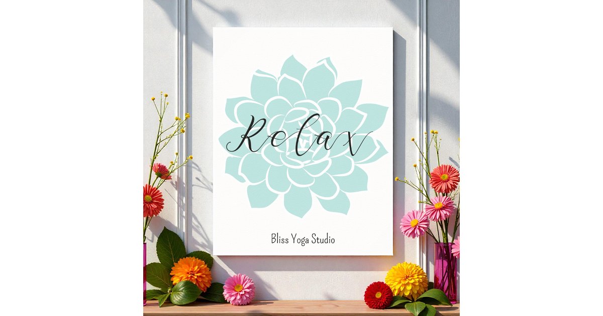 Yoga Relax Green White Fitness Gym Poster | Zazzle