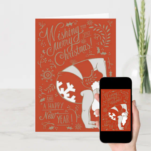 Yoga Santa Christmas Greeting Card | Zazzle