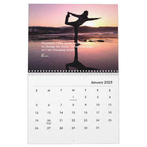 Yoga Silhouettes Wall Calendar | Zazzle