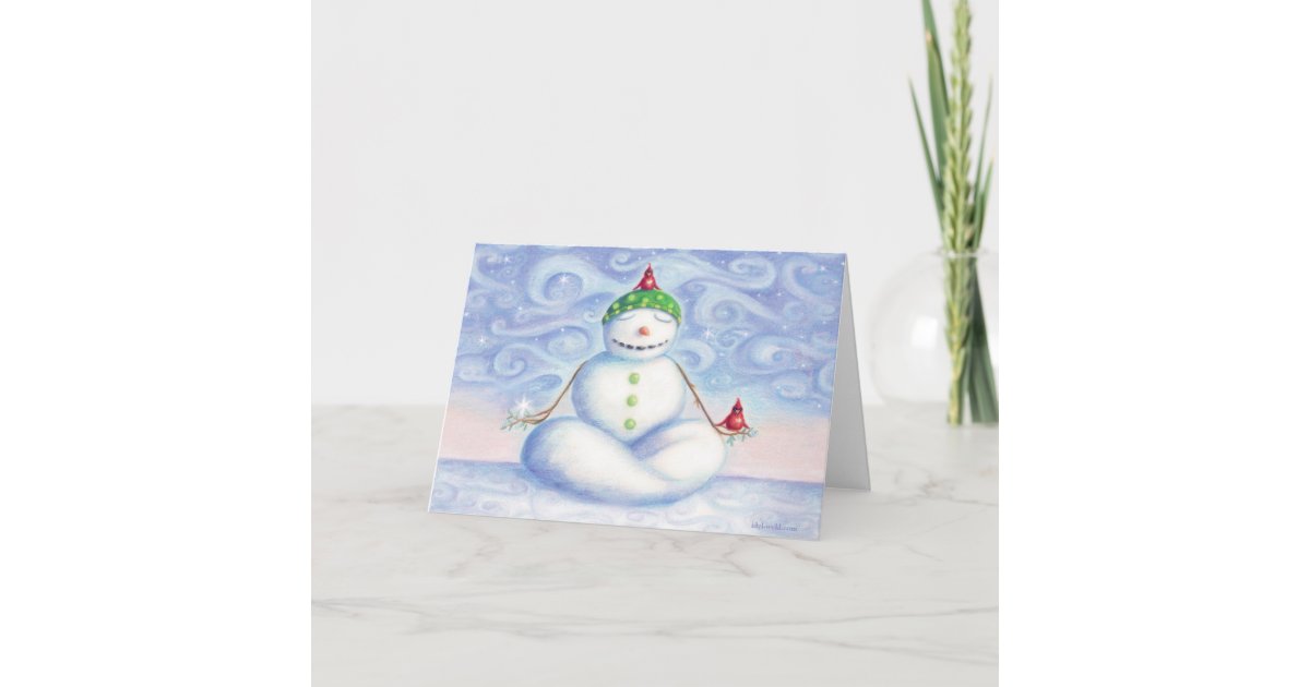 Yoga snowman greeting card by idyl-wyld design | Zazzle