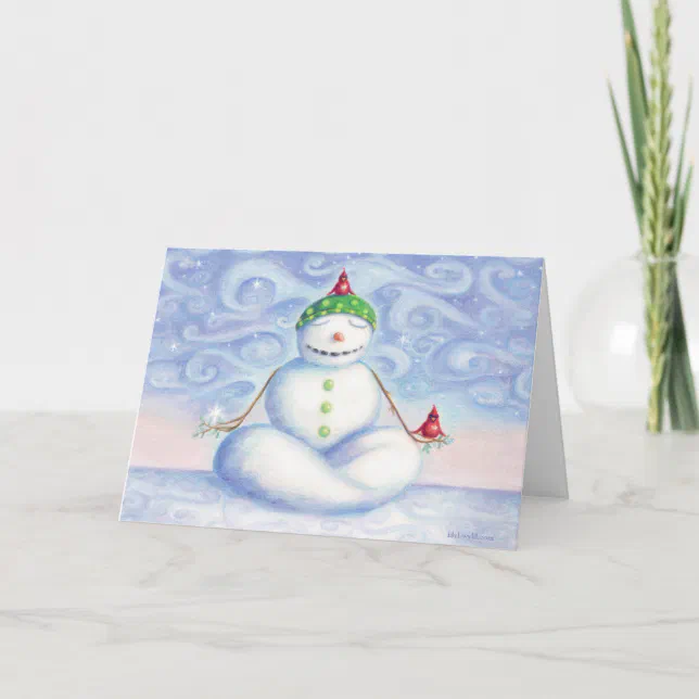 Yoga snowman greeting card by idyl-wyld design | Zazzle