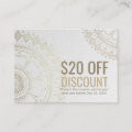 YOGA Studio Discount Coupon Loyalty Gold Mandala | Zazzle