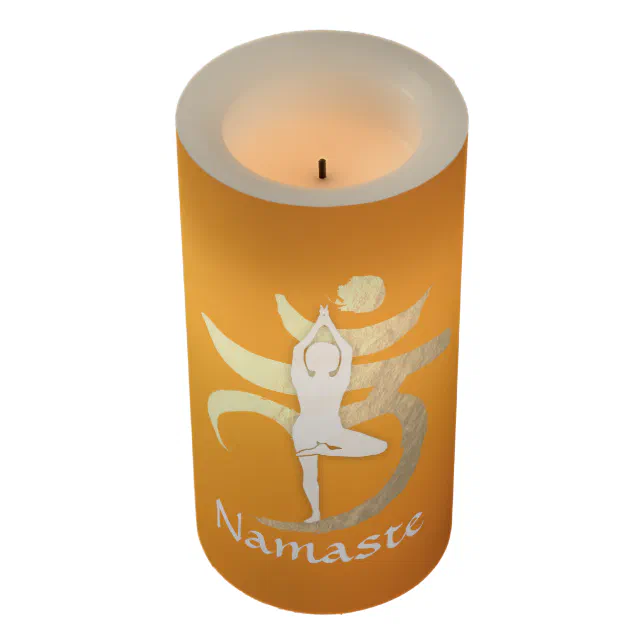 Yoga Studio Instructor Meditation Root Chakra Sign Flameless Candle | Zazzle