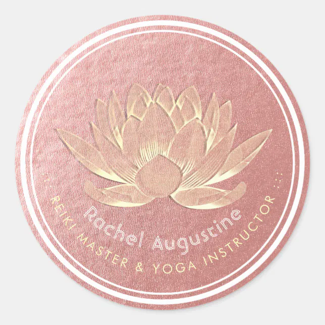 YOGA Studio Meditation Reiki Instructor Gold Lotus Classic Round ...