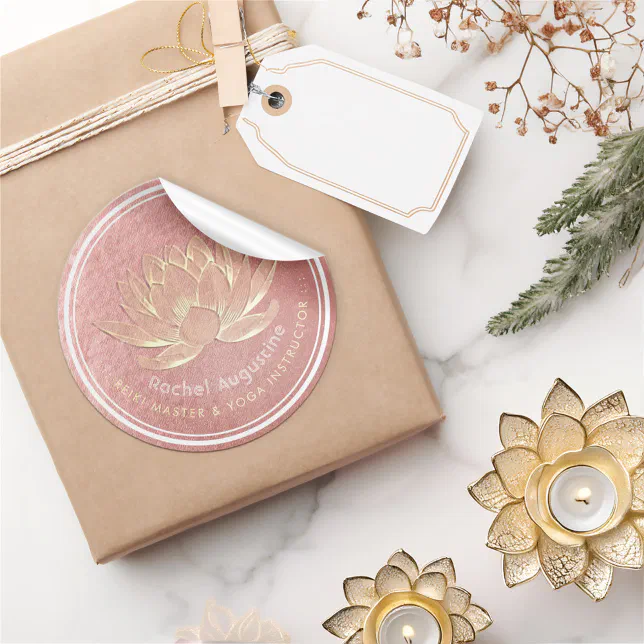 YOGA Studio Meditation Reiki Instructor Gold Lotus Classic Round ...