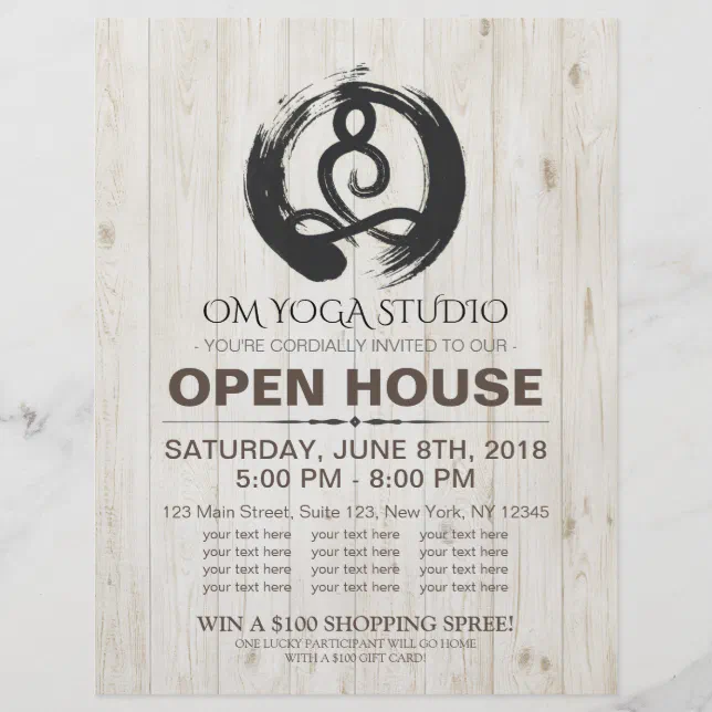 YOGA Studio Open House Meditation Pose Zen Symbol Flyer | Zazzle