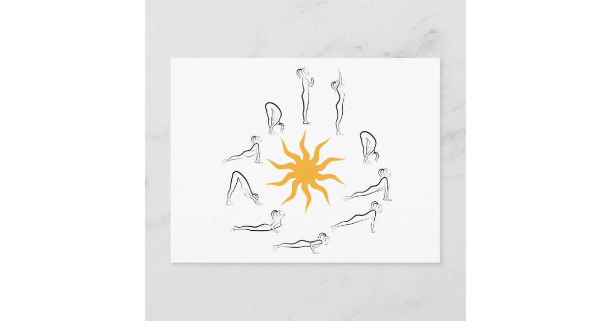 yoga sun salutation postcard | Zazzle