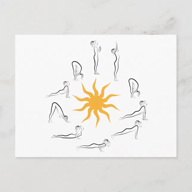 yoga sun salutation postcard | Zazzle