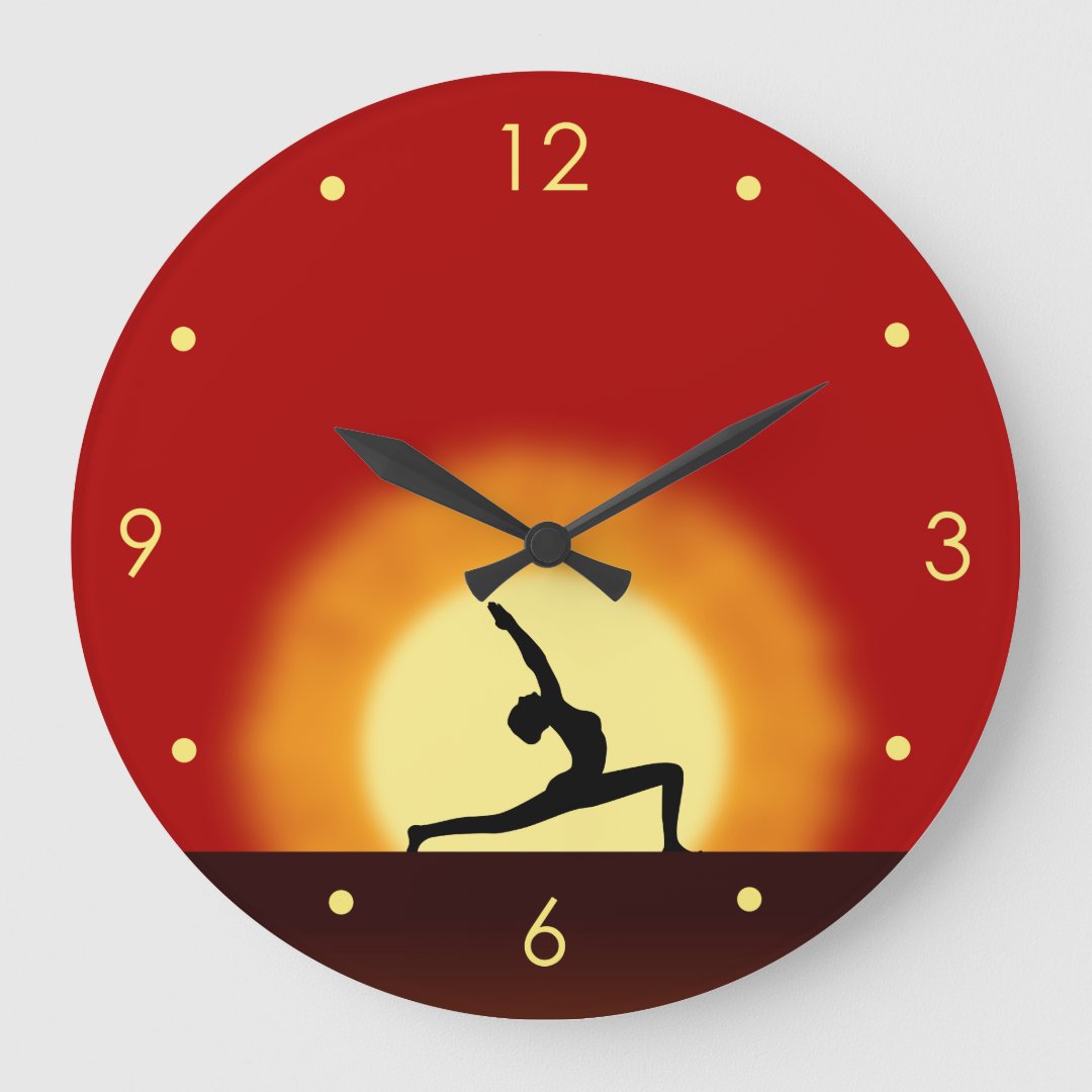 Yoga Sunrise Pose Silhouette Customizable Clocks | Zazzle
