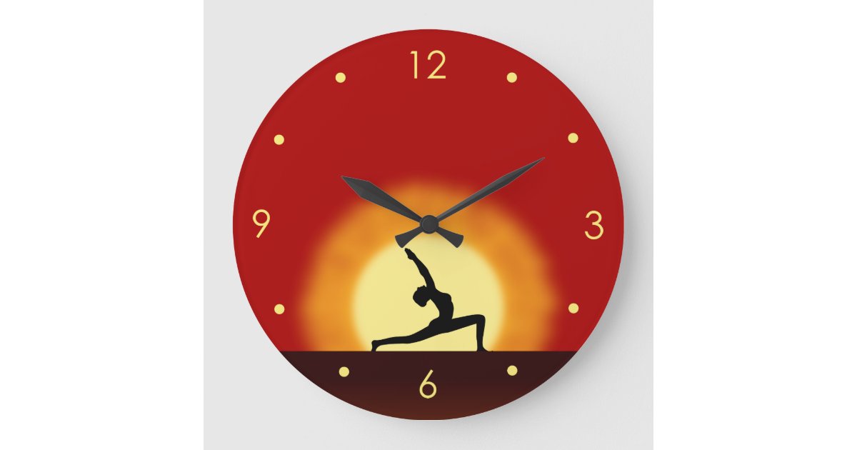 Yoga Sunrise Pose Silhouette Customizable Clocks | Zazzle