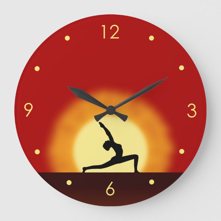 Yoga Sunrise Pose Silhouette Customizable Clocks | Zazzle