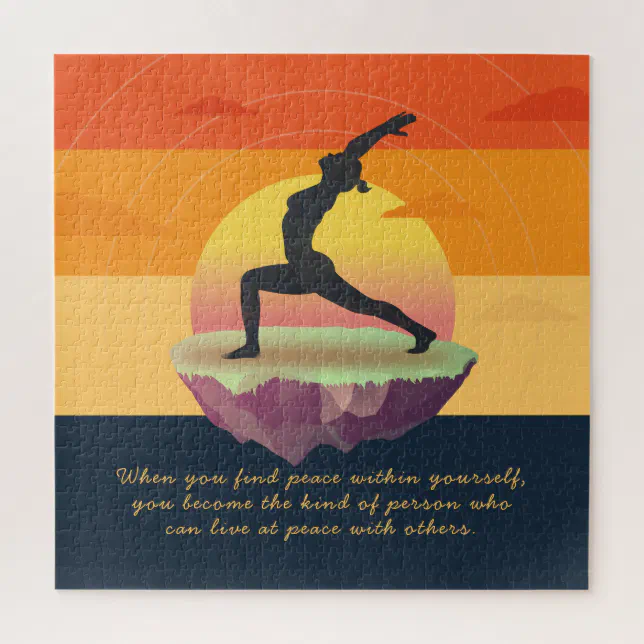 Yoga Teacher Meditation Pose Floating Island Quote Jigsaw Puzzle | Zazzle