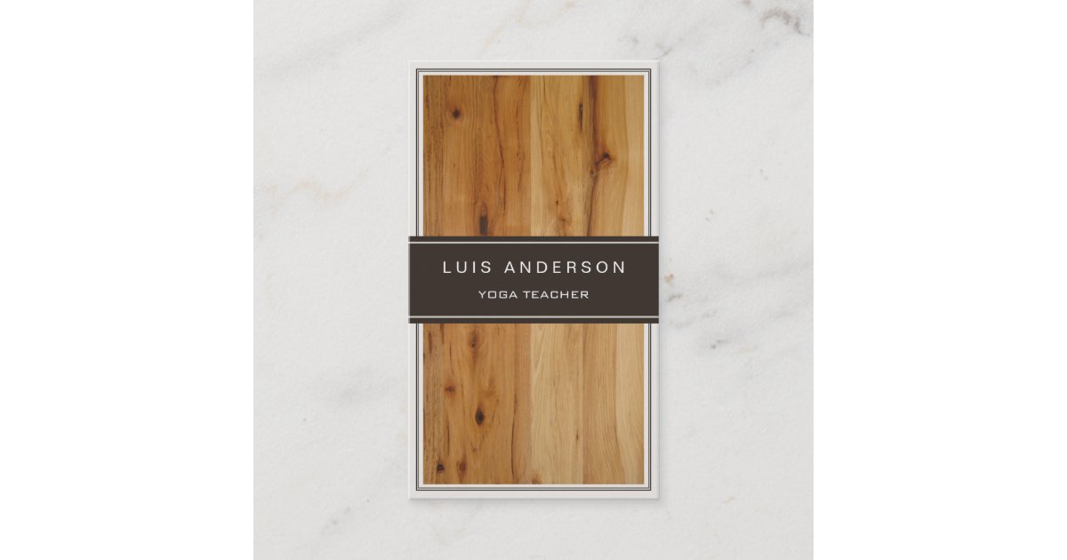 Yoga Teacher - Stylish Wood Texture Business Card | Zazzle