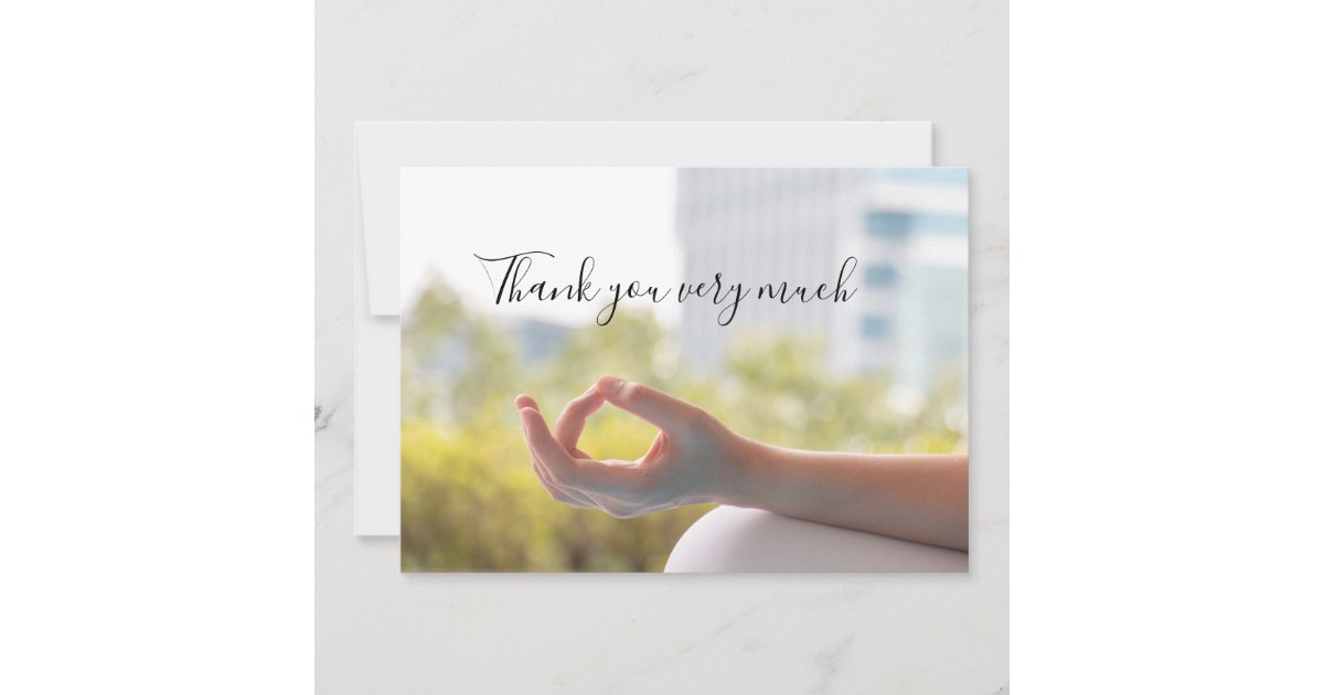 Yoga Thank you card with meditation posing | Zazzle
