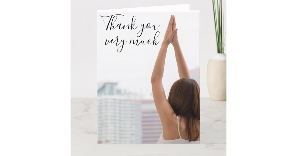 Yoga Thank you card with woman posing | Zazzle