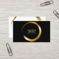 Yoga Theme Golden Enso Circle Motif Black Business Card | Zazzle