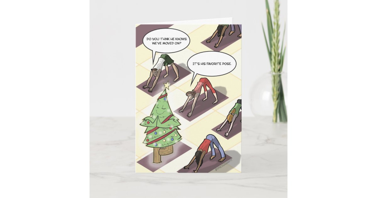Yoga Tree Pose Holiday Card | Zazzle