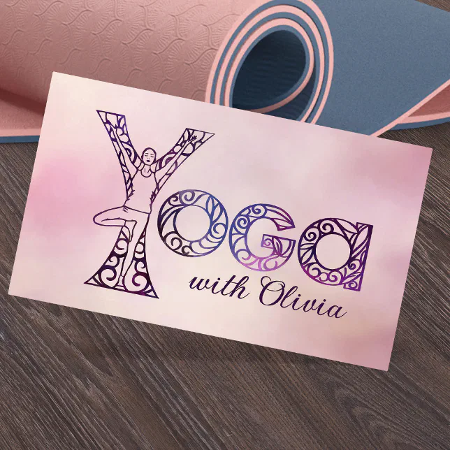 Yoga Tree Pose Word Art Drawing Business Card | Zazzle