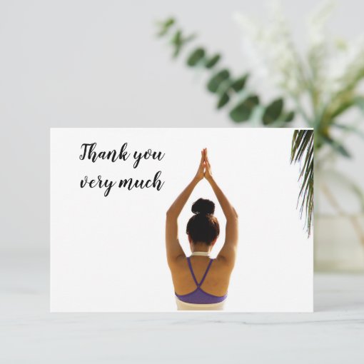 Yoga woman posing yoga Thank you card | Zazzle