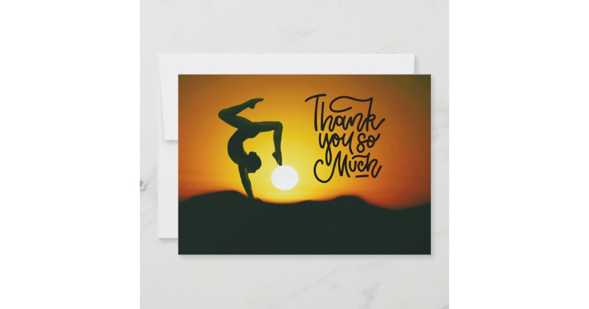 Yoga Women on Sunset Background Thank You Card | Zazzle