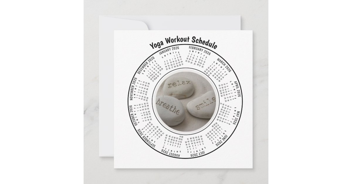 Yoga Workout Calendar Breath Relax Smile Holiday Card | Zazzle