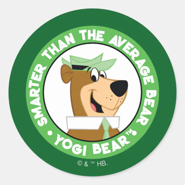 Yogi Bear Smiling Portrait Classic Round Sticker | Zazzle