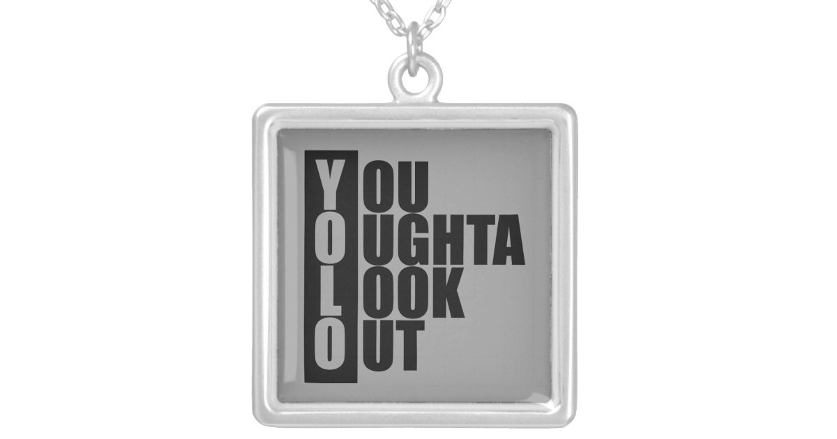YOLO Vertical Box Silver Plated Necklace | Zazzle