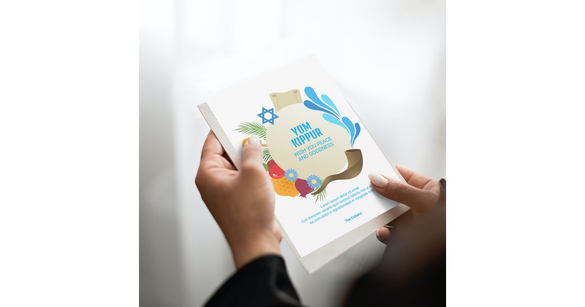 Yom Kippur Decorative Circle Graphic Greeting Card | Zazzle