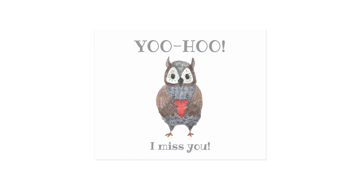 Yoo Hoo Heart Owl I Miss You School Teacher Postcard