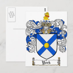 York Coat of Arms / York Family Crest Postcard | Zazzle