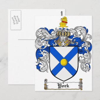 York Coat of Arms / York Family Crest Postcard | Zazzle