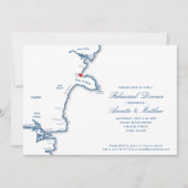 York Maine Map Elegant Navy Rehearsal Dinner Invitation | Zazzle
