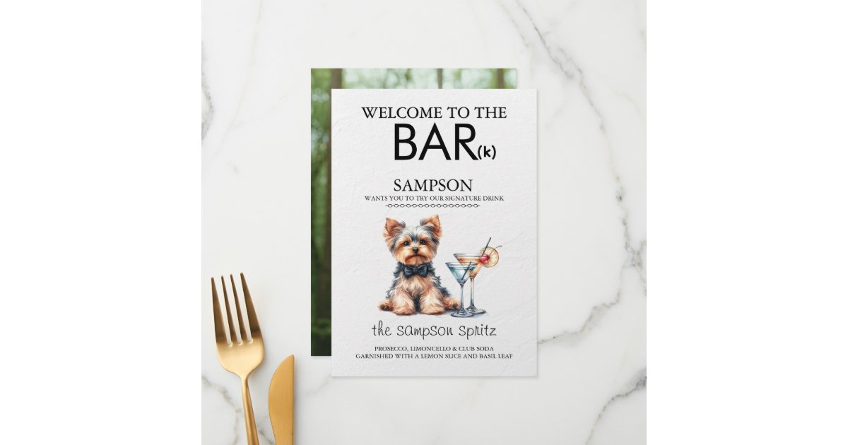 Yorkie Bar Menu | Zazzle