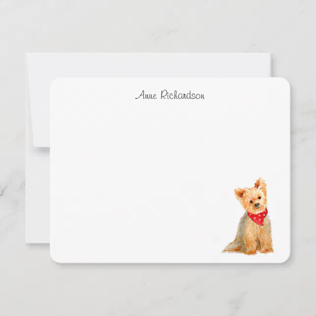 Yorkie custom flat thank you card | Zazzle