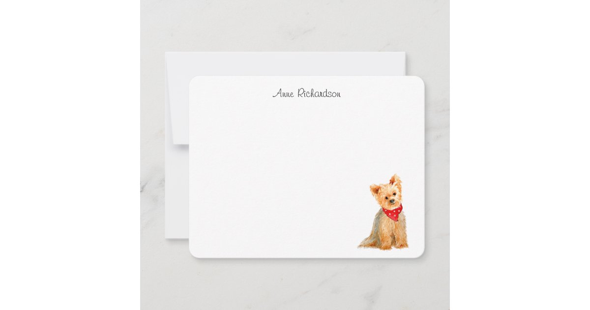 Yorkie custom flat thank you card | Zazzle