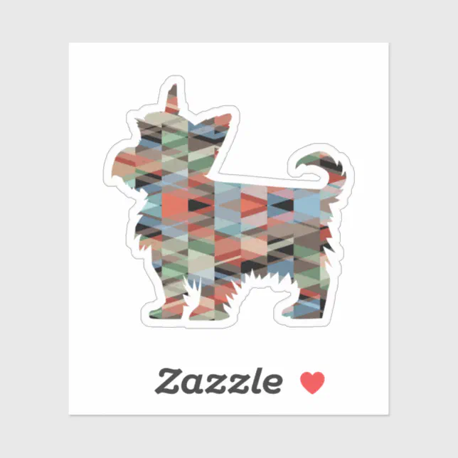 Yorkie Dog Breed Geo Silhouette Plaid Sticker | Zazzle