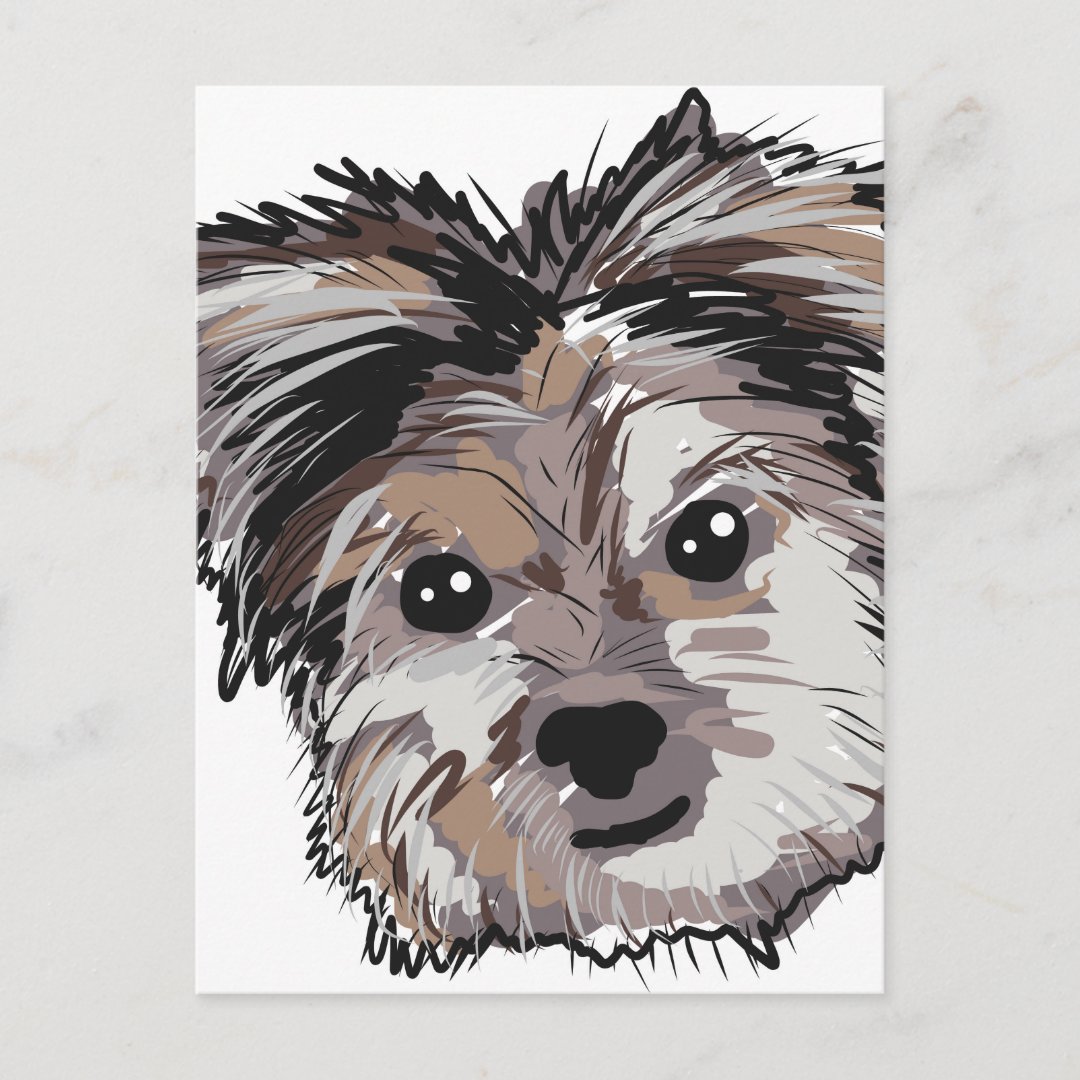 Yorkie Dog Pup Face Sketch Postcard | Zazzle