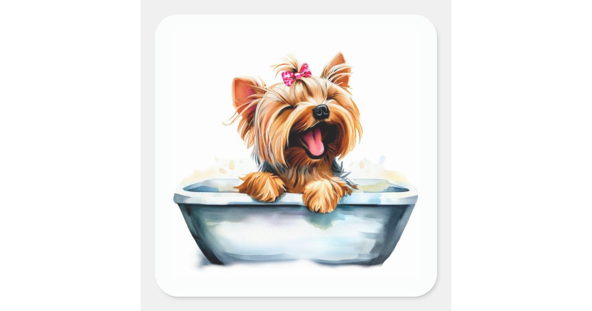 Yorkie Dog Square Sticker | Zazzle