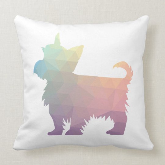 Yorkie Geometric Pattern Silhouette Pastel Throw Pillow | Zazzle.com