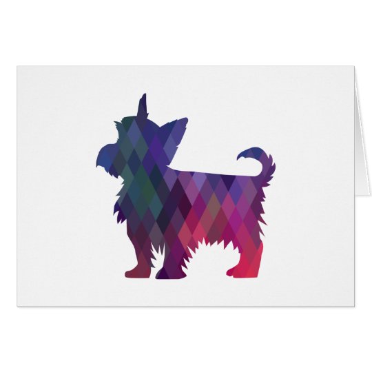 Yorkie Geometric Pattern Silhouette Purple Card | Zazzle.com
