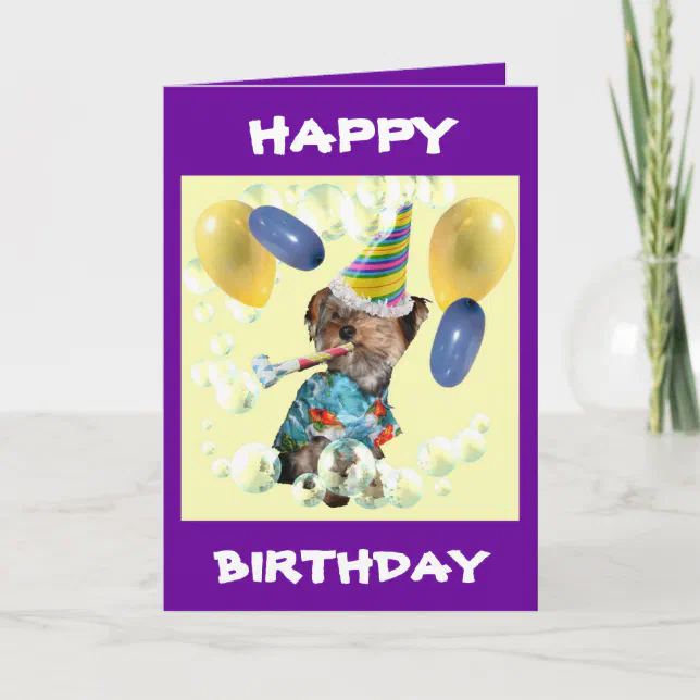 Yorkie Happy Birthday Card | Zazzle
