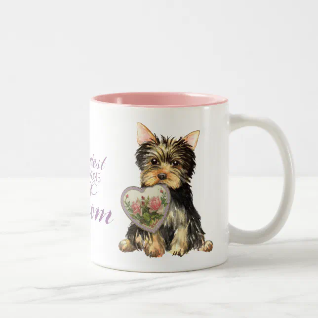 Yorkie Heart Mom Two Tone Coffee Mug Zazzle