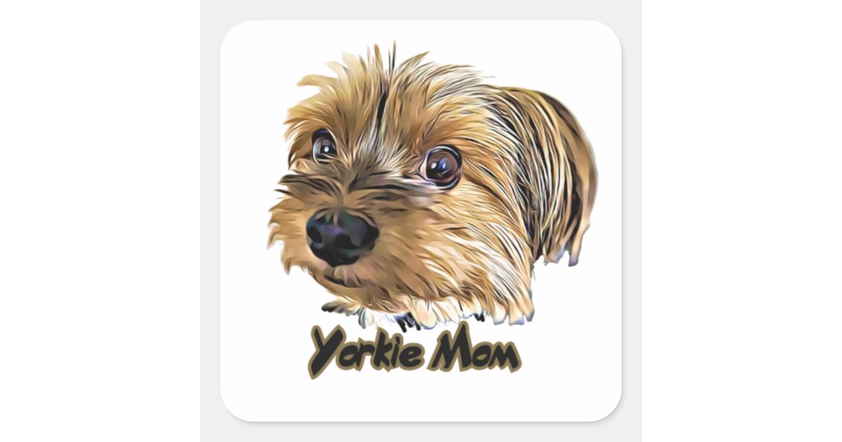 Yorkie Mom Cute Yorkshire Terrier Yorkie face Square Sticker | Zazzle