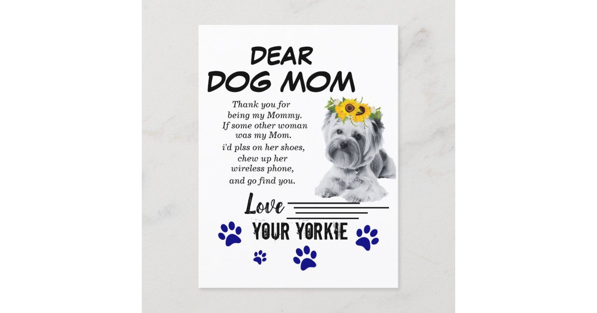 Yorkie Mom Spacial Poem Postcard | Zazzle