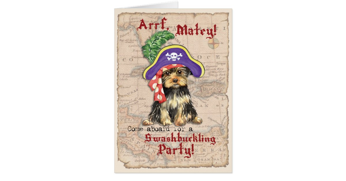Yorkie Pirate Invitation | Zazzle
