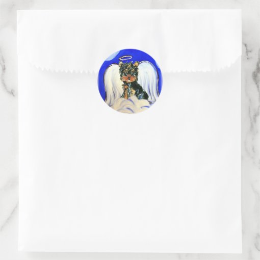 Yorkie Poo Angel Classic Round Sticker | Zazzle