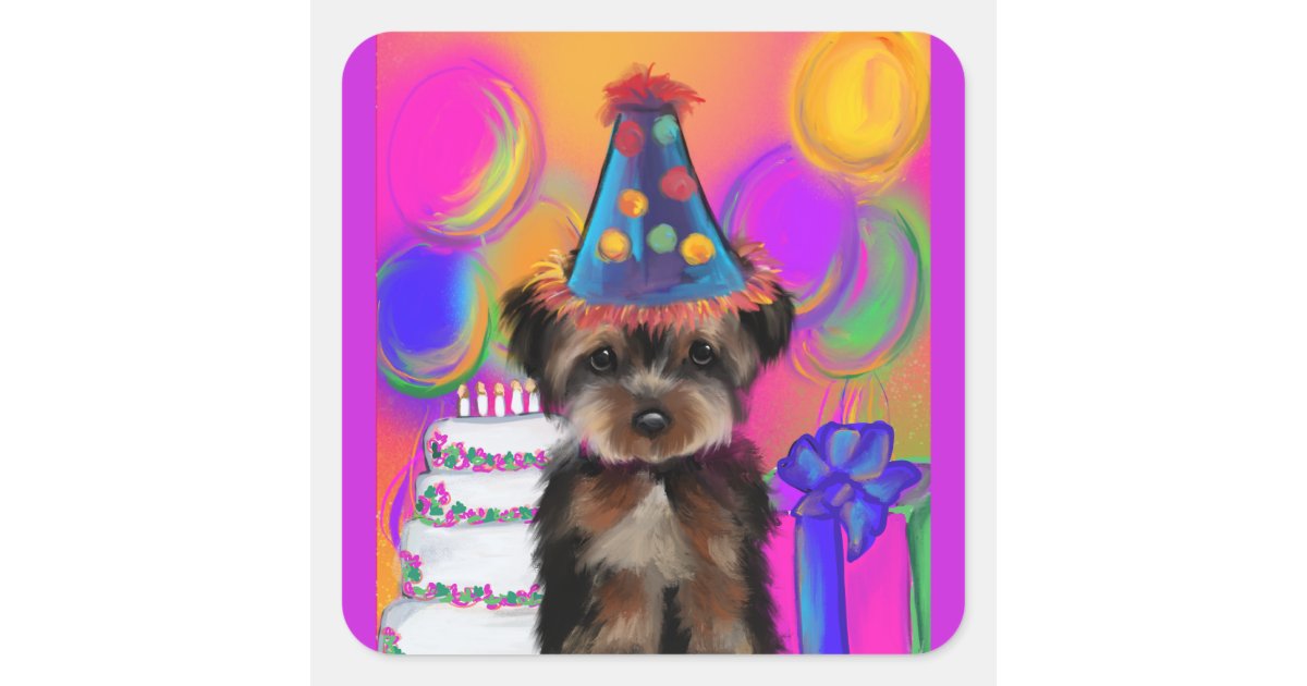 YORKIE POO SQUARE STICKER | Zazzle