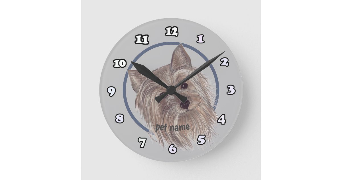 Yorkie round clock | Zazzle